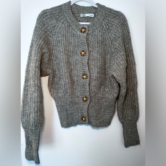 Zara | Sweaters | Zara Medium Grey Button Up Sweater | Poshmark